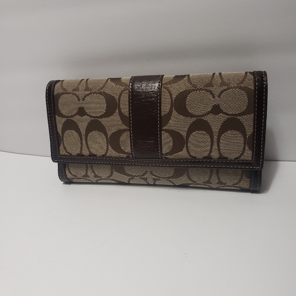 Coach | Bags | Coach Signature Canvas Checkbook Wallet | Poshmark
